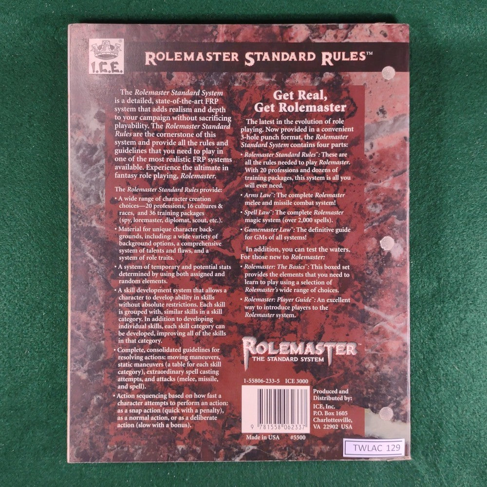 Rolemaster Standard Rules - ICE 5500 - Rolemaster RMSS - Softcover ...