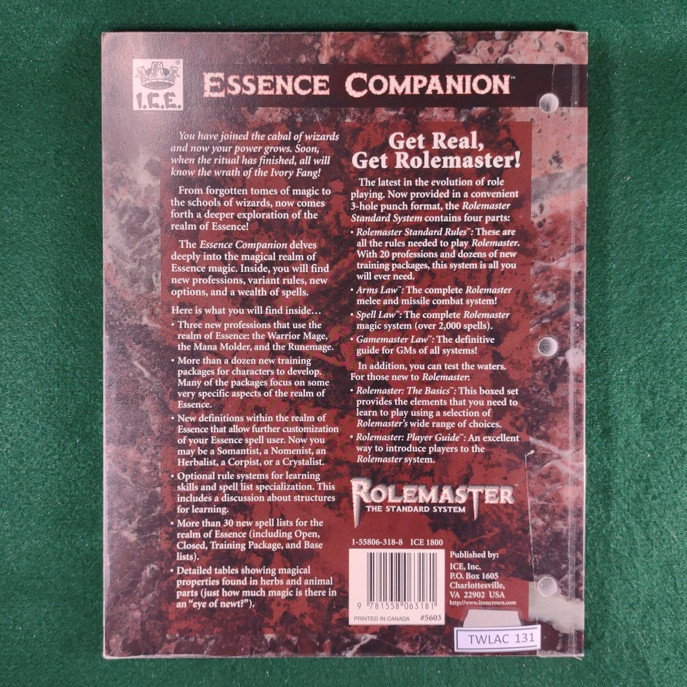 Essence Companion - ICE 5603 - Rolemaster 3rd Ed. RMSS - Softcover ...