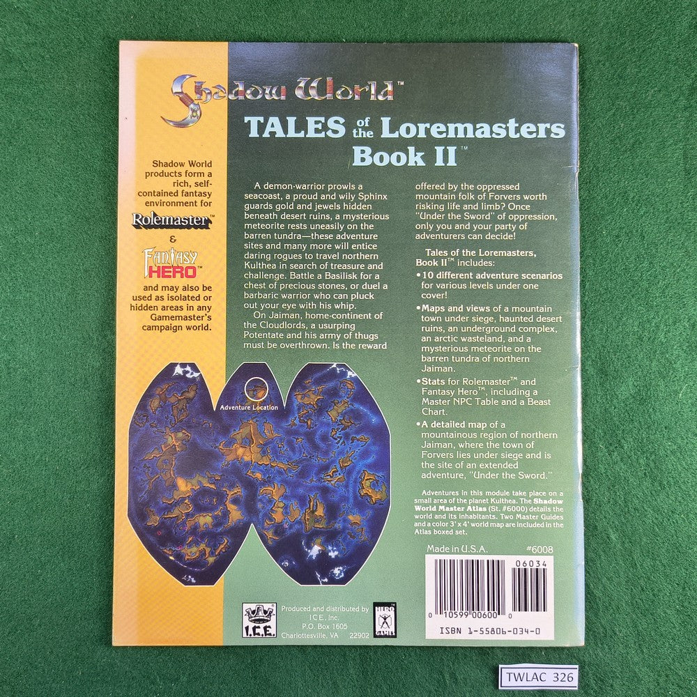 Tales of the Loremasters Book II - Shadow World - Rolemaster - ICE6008 ...