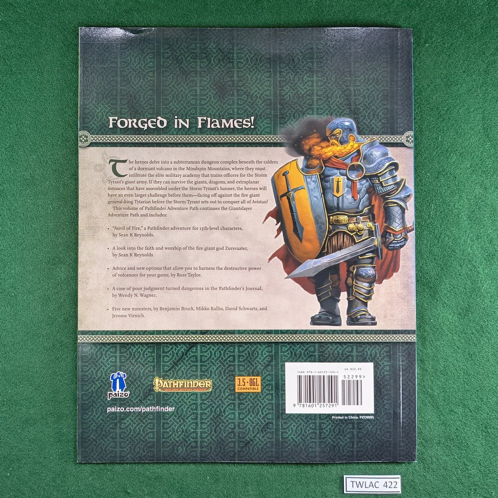 Anvil of Fire (#95) - Pathfinder (1st Ed.) - PZO9095 - Paizo – The War ...