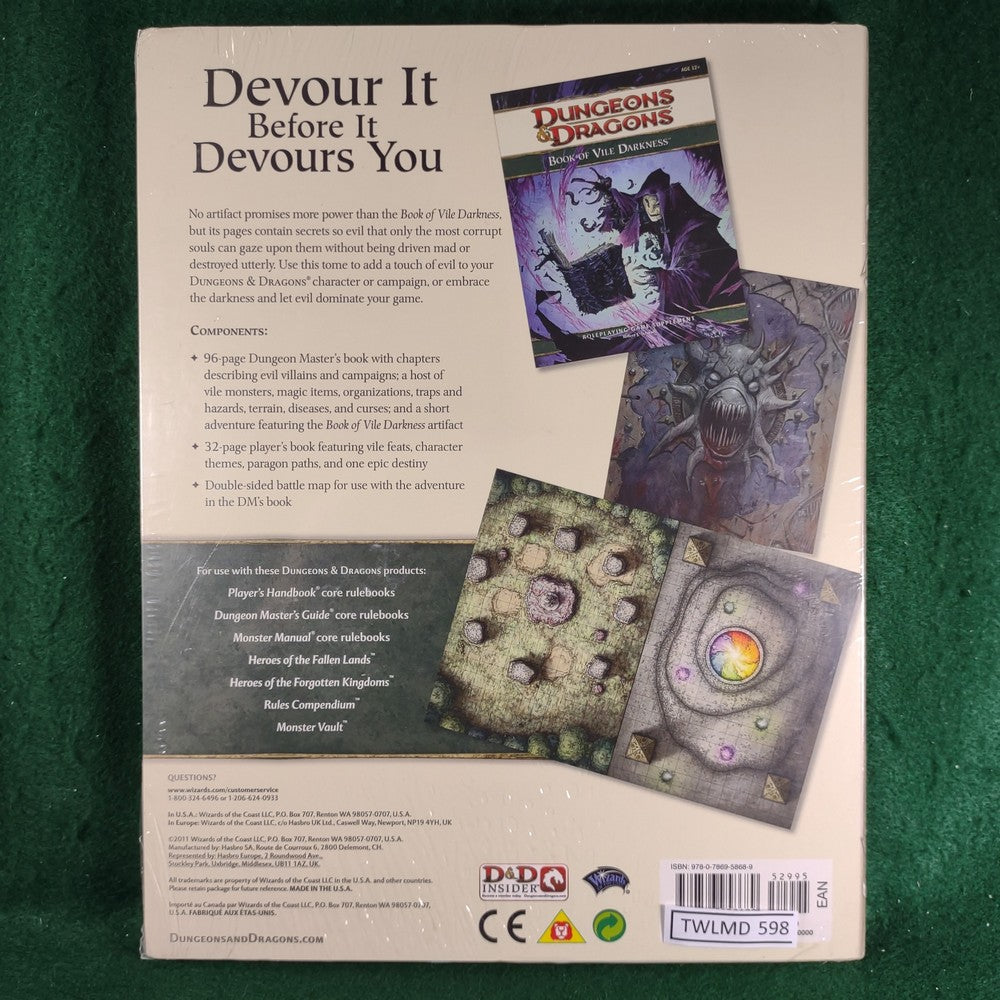The Book of Vile Darkness - Dungeons & Dragons 4th Edition - Softcover ...