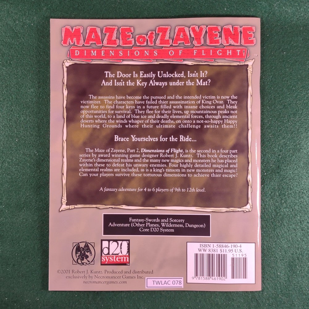 Dimensions of Flight - Maze of Zayene - d20 - Necromancer Games - Soft ...