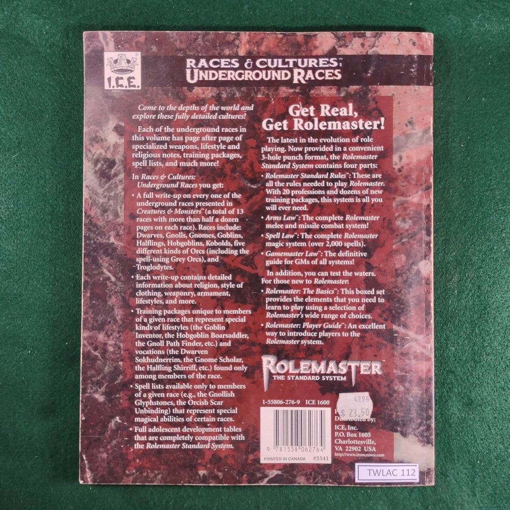 Races & Cultures: Underground Races - Rolemaster RMSS - ICE 5541 - Sof ...