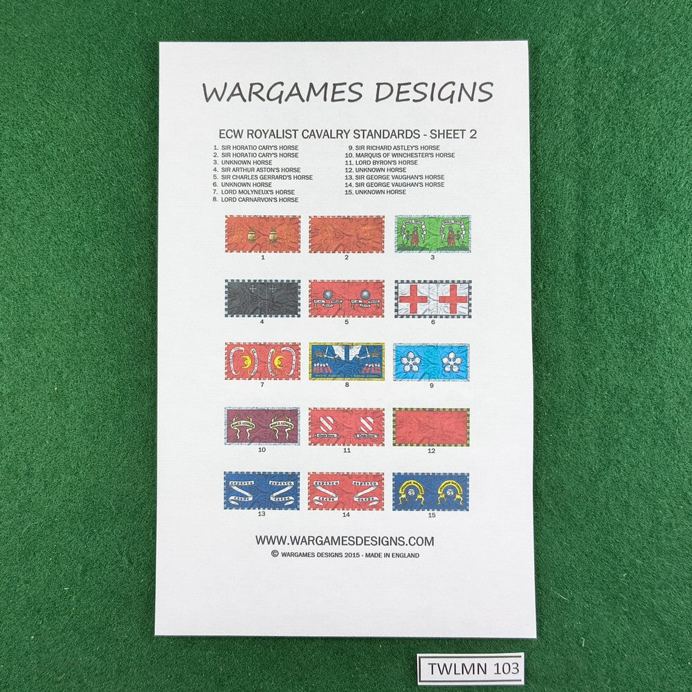 ECW Royalist Cavalry Standards - 28mm - Wargames Designs - Very Good ...