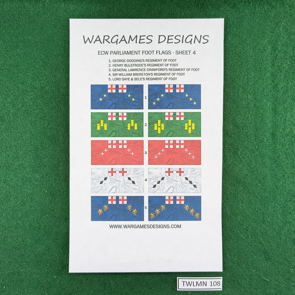 ECW Parliamentary Infantry Flags - 28mm - Wargames Designs - Excellent ...