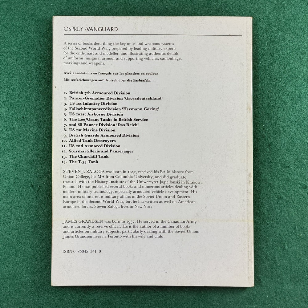 The T-34 Tank - Zaloga / Grandsen - Osprey Vanguard 14 - Softcover ...