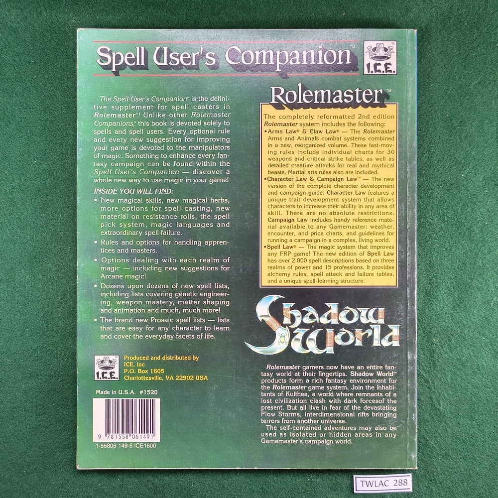 Spell User's Companion - Rolemaster 2nd ed. - ICE1520 - Softcover – The ...