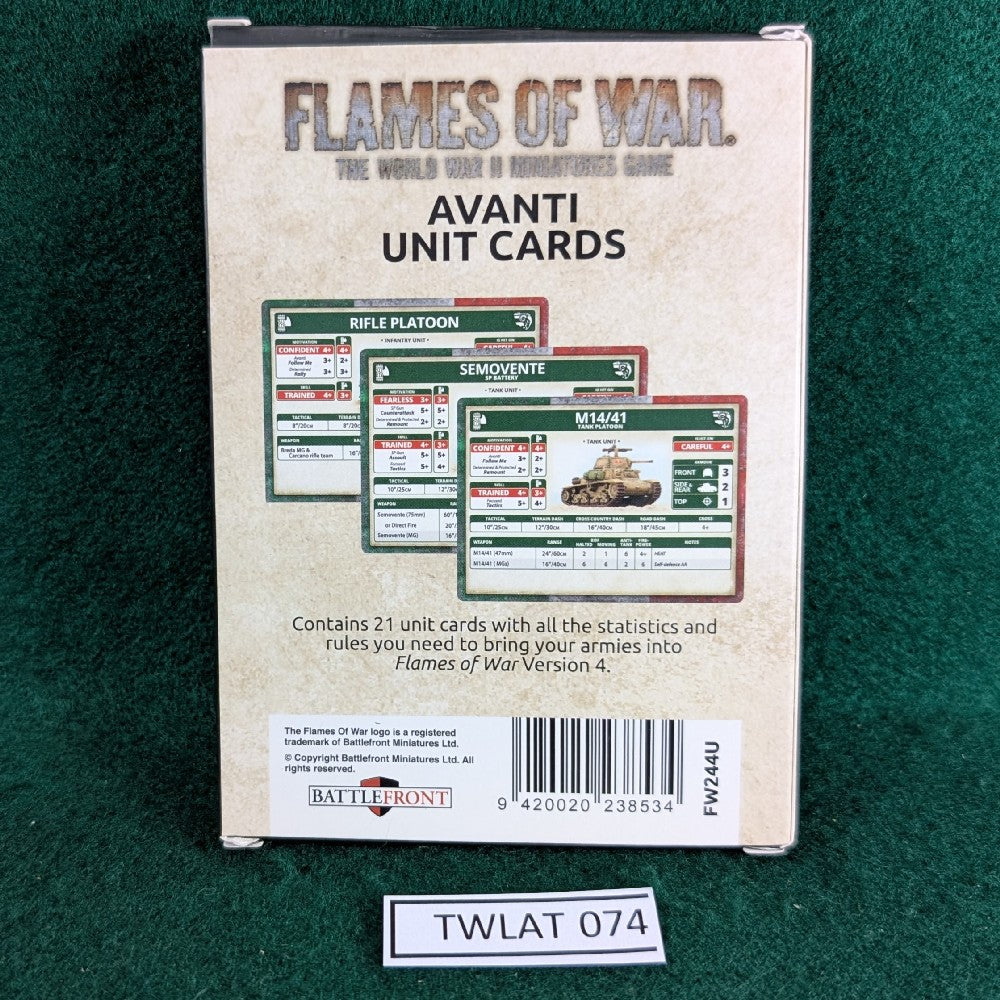 Avanti Unit Cards - FW244U - Flames of War 4th edition – The War Library