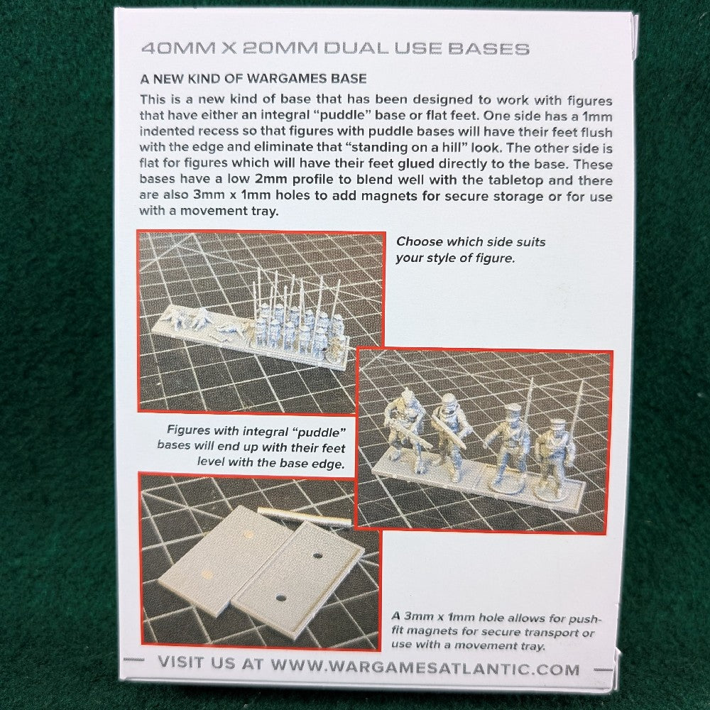 20x40mm Rectangular Lipped Wargaming Bases with Magnet Holes - Wargame ...