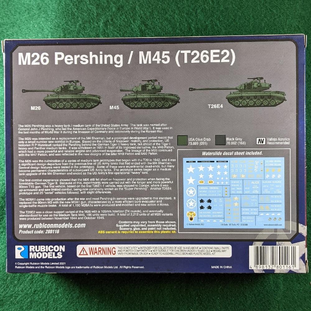 Rubicon US M26 Pershing/M45 (T26E2) kit 1/56 – The War Library
